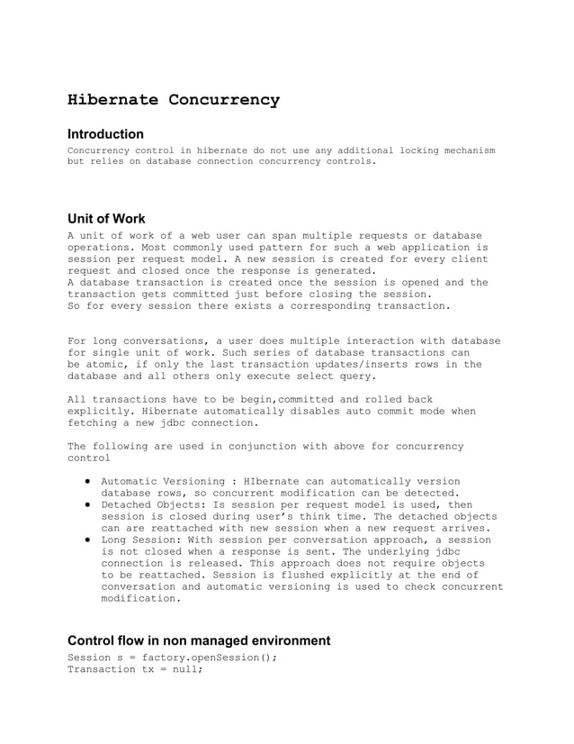 Hibernate concurrency | PDF