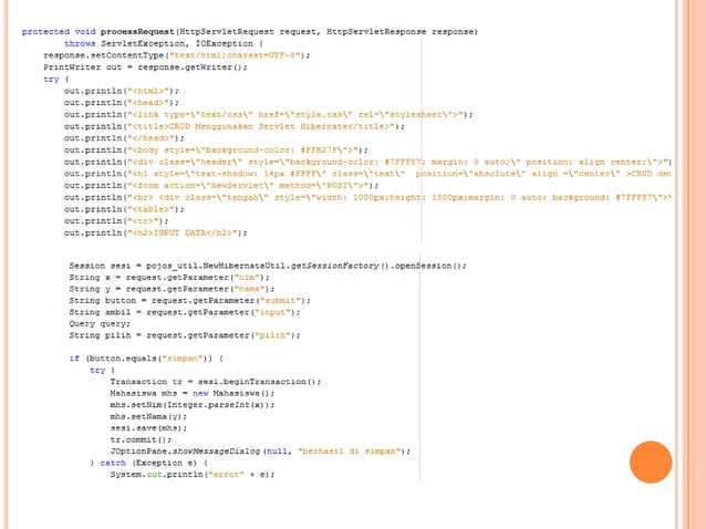 Hibernate dan servlet | PPTX
