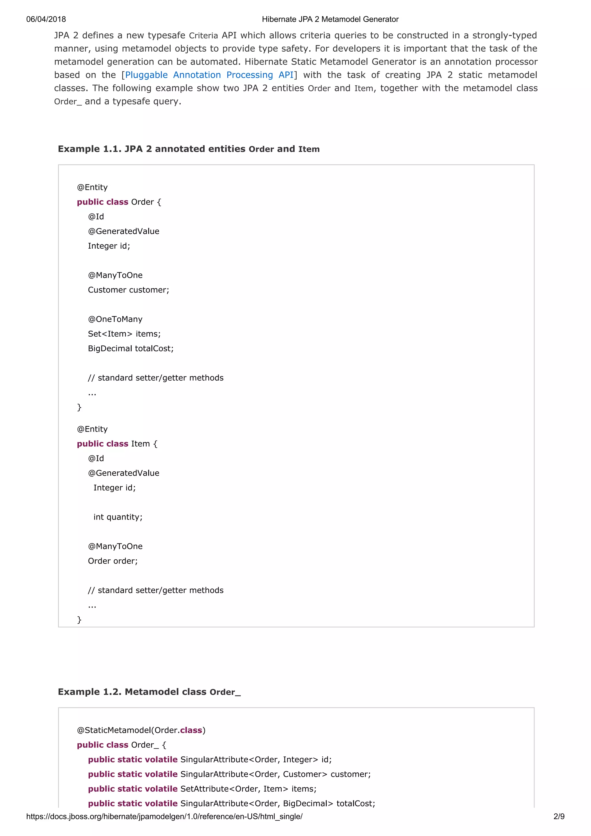 Hibernate jpa 2 metamodel generator | PDF