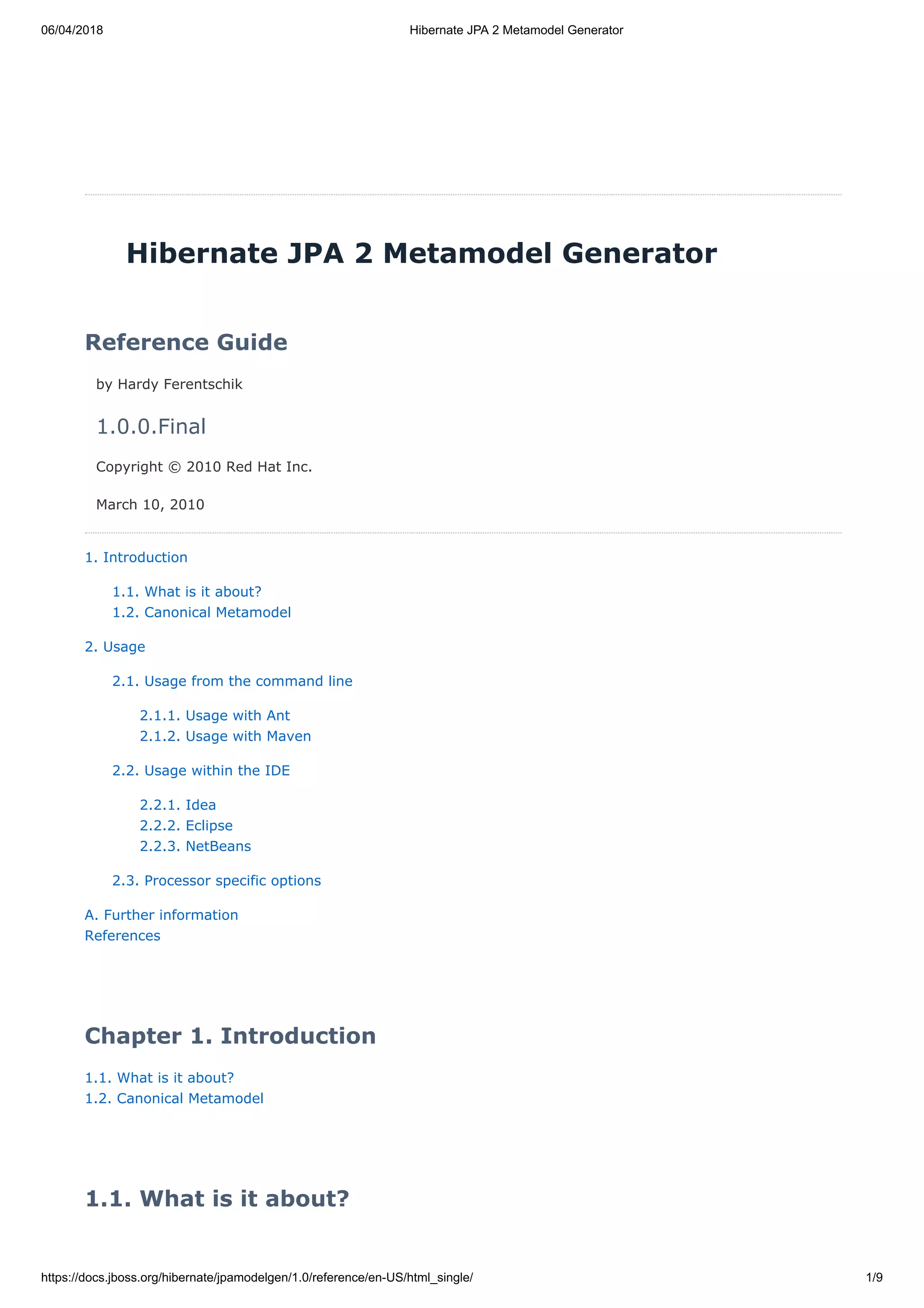 Hibernate jpa 2 metamodel generator | PDF