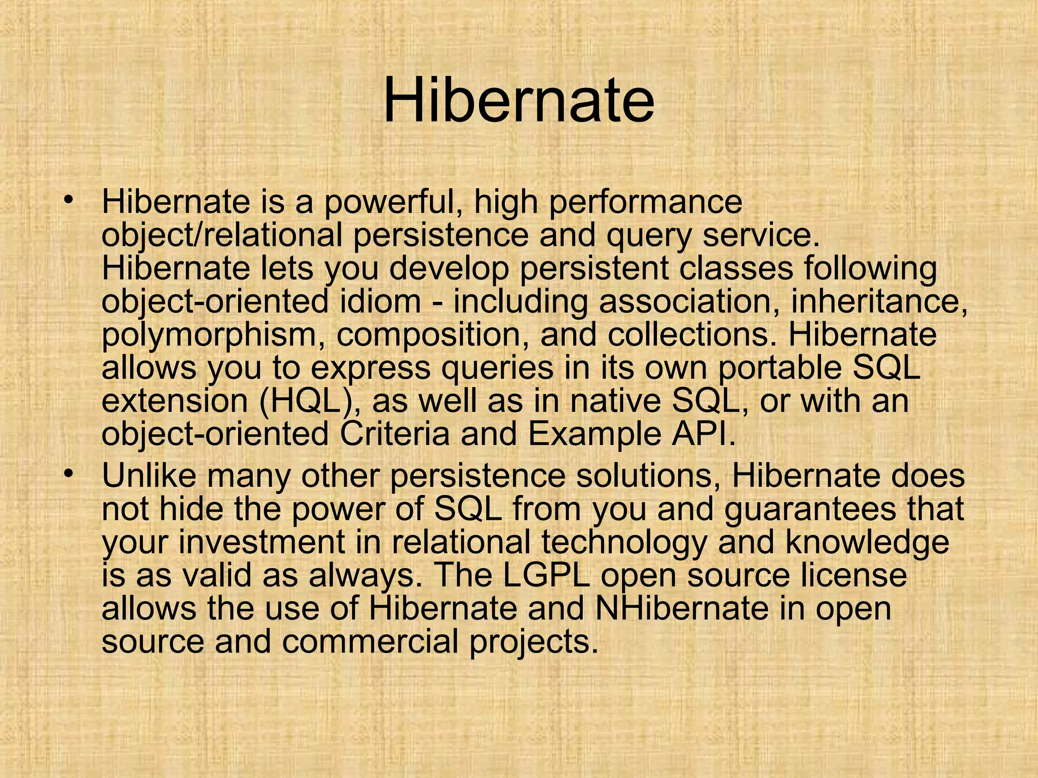 Hibernate presentation | PPT