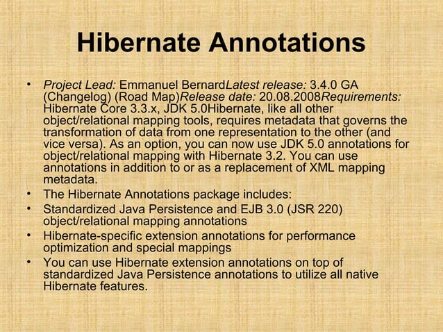 Hibernate presentation | PPT