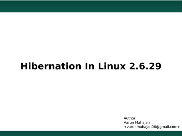 Hibernation in Linux 2.6.29