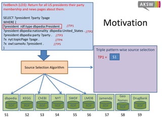 HiBISCuS: Hypergraph-Based Source Selection for SPARQL Endpoint Federation | PPT