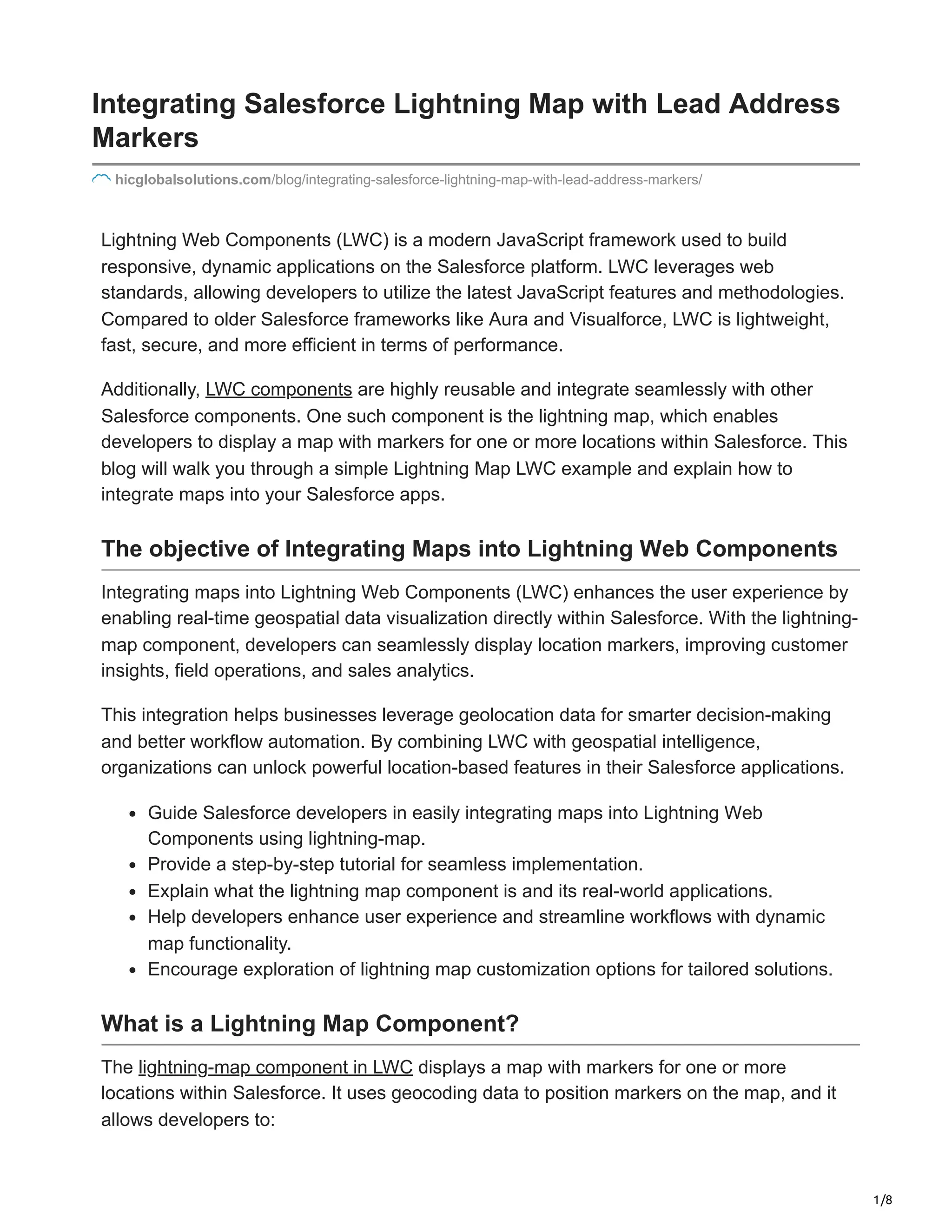 Integrating Salesforce Lightning Map with Lead Object | PDF