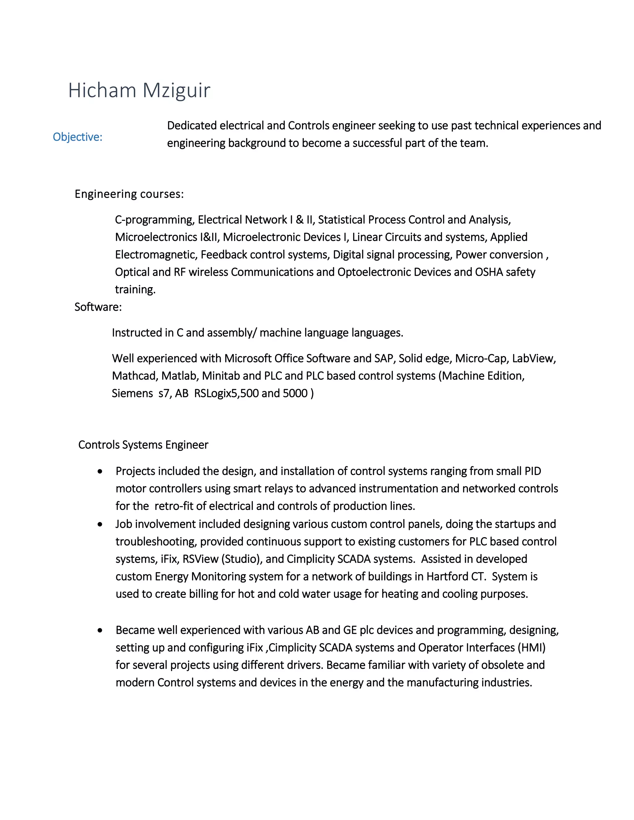 Hicham mziguir resume | PDF