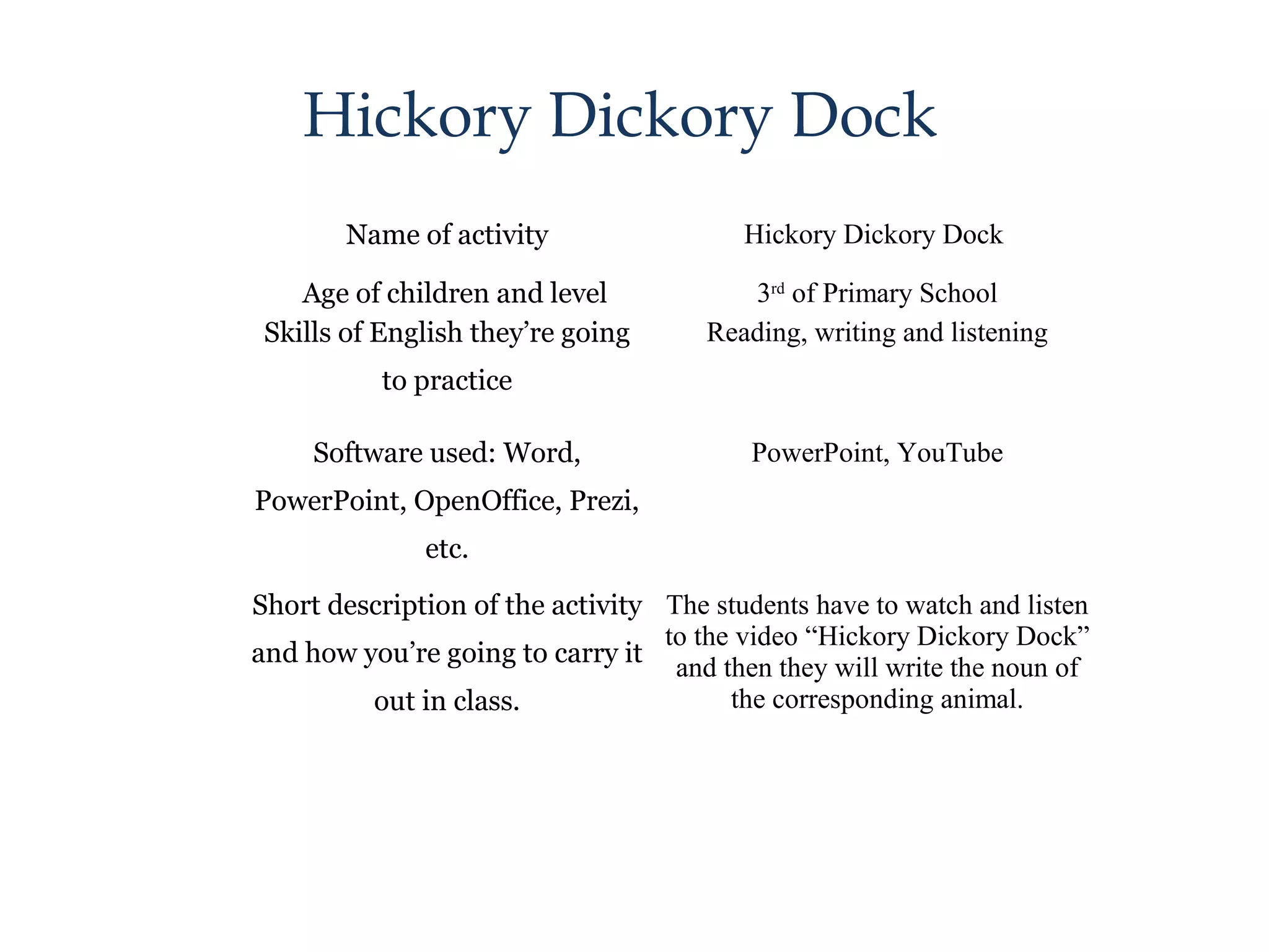 Hickory dickory dock | PPT
