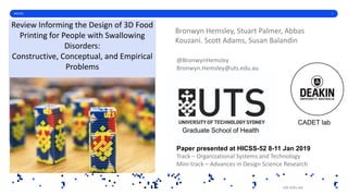 Review Informing the Design of 3D Food Printing for People with ...