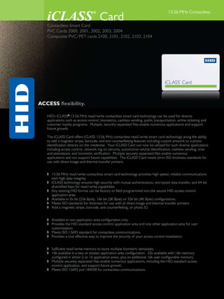 Hid 200 x iclass card | PDF
