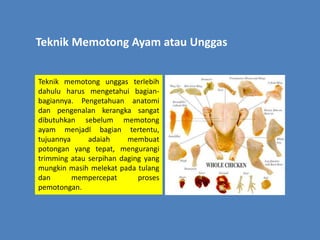 Menyiapkan, Mengolah dan Menyajikan Hidangan Unggas (Poultry) | PPTX