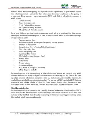 MCB Bank Internship Report 2019 | PDF