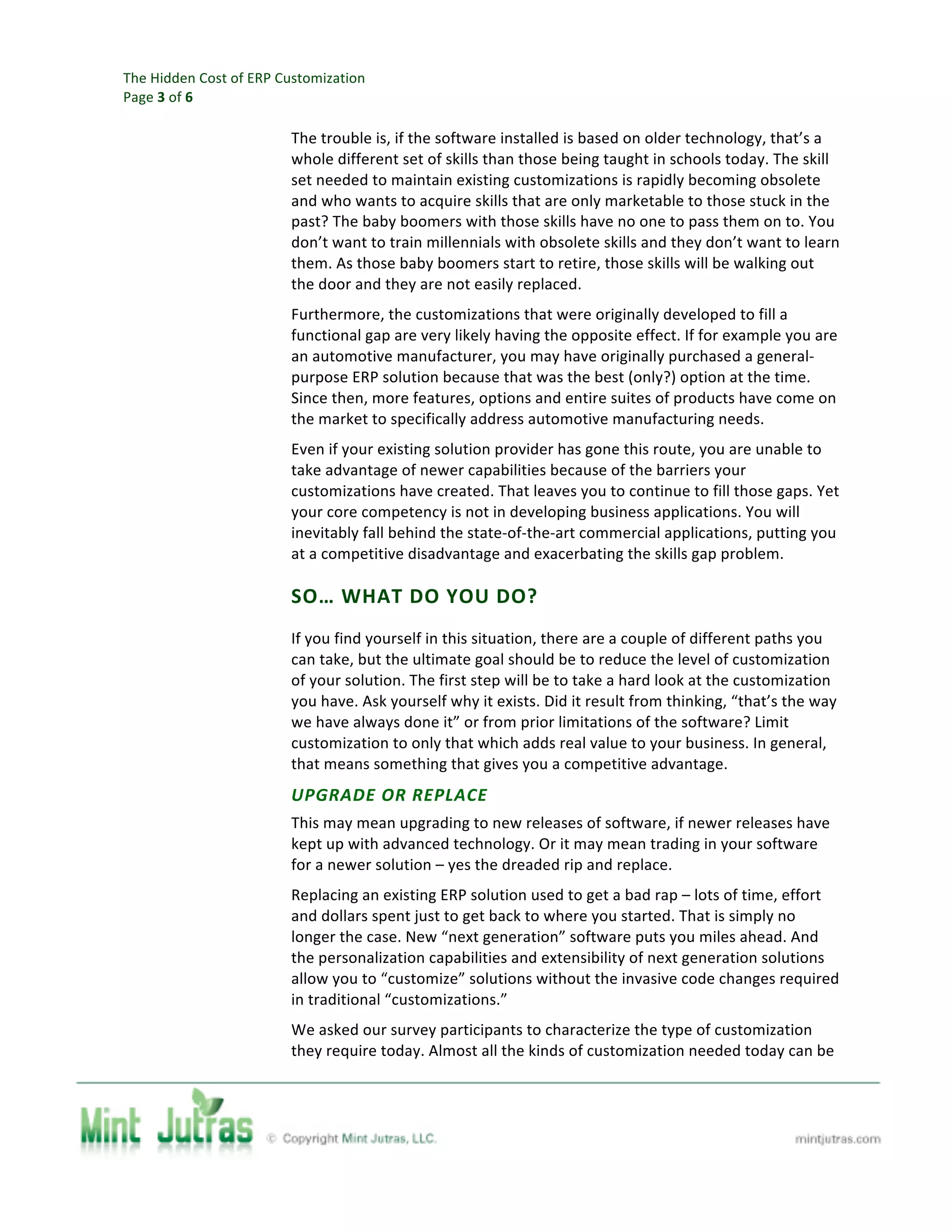 Hidden Cost Of Erp Customization Pdf Computer Software And Applications Computing