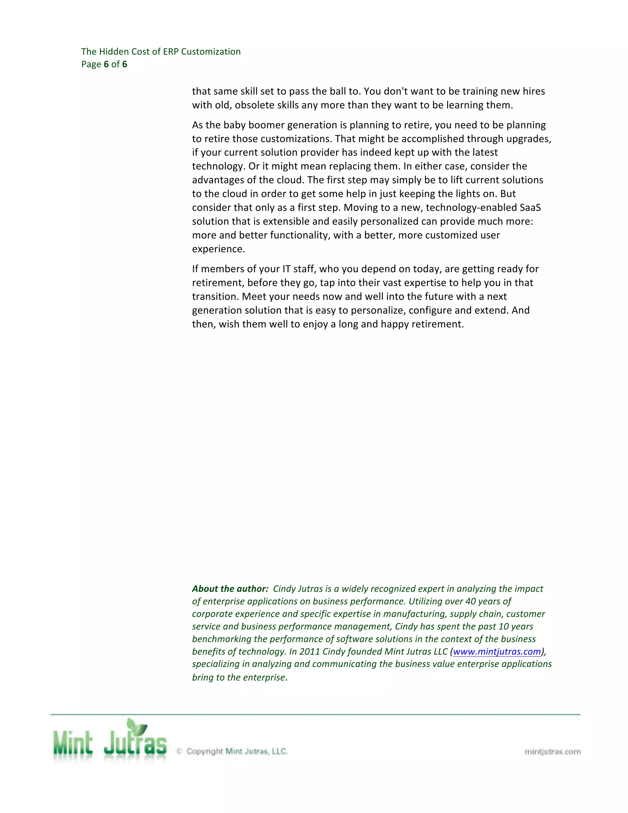 Hidden Cost Of Erp Customization Pdf Computer Software And Applications Computing