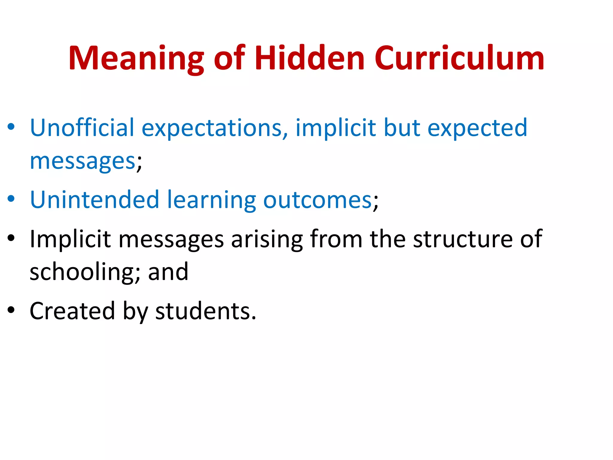 Hidden curriculum | PPTX