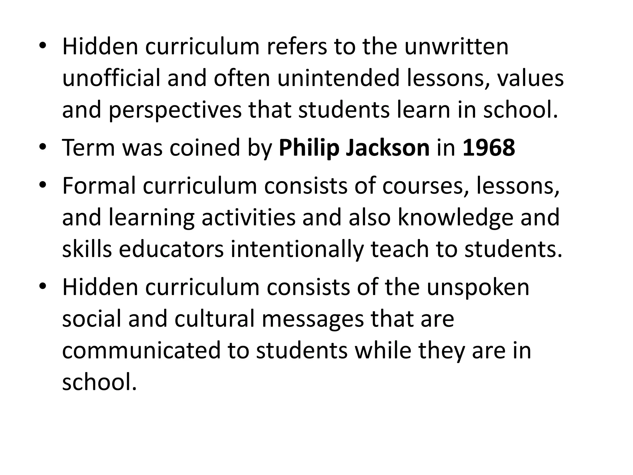 Hidden curriculum | PPTX