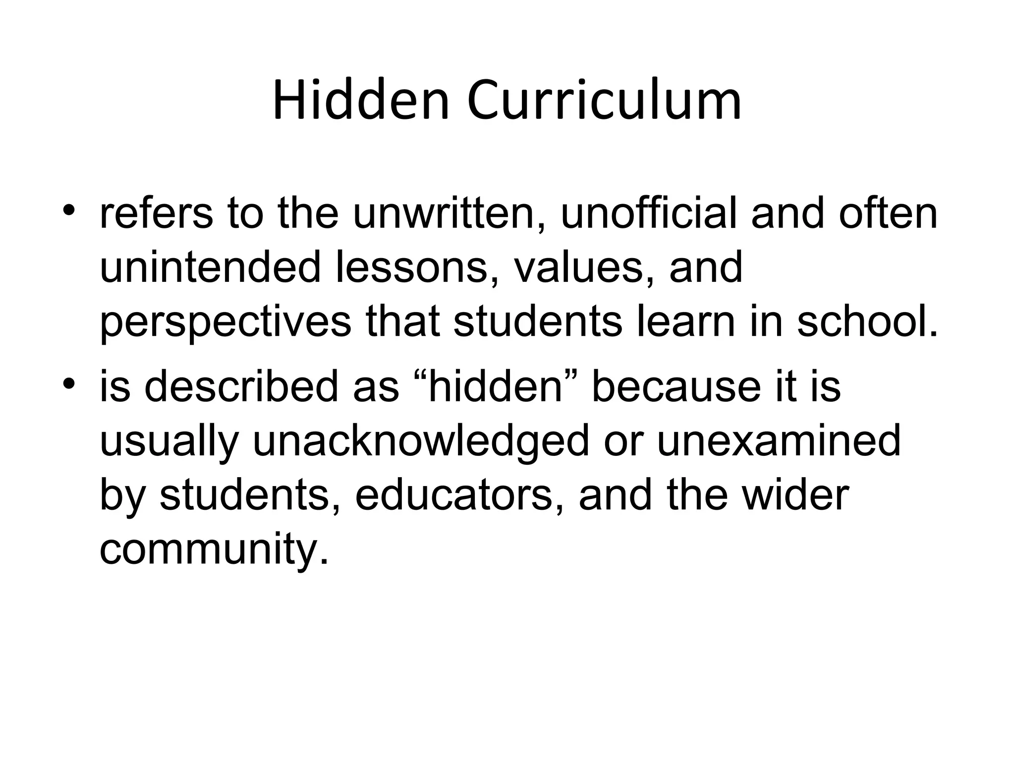 Hidden Curriculum | PPT