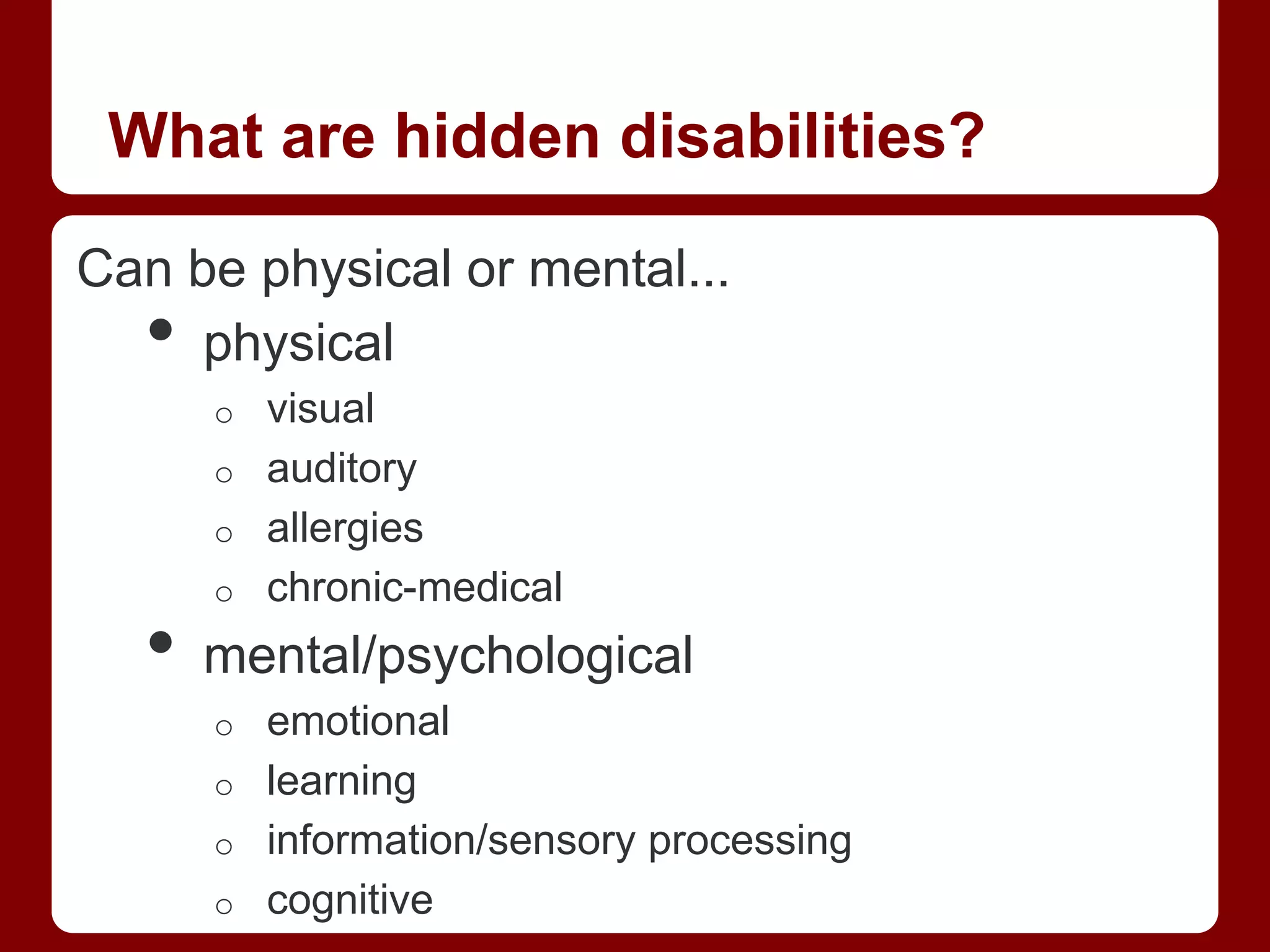 Hidden disabilities | PDF