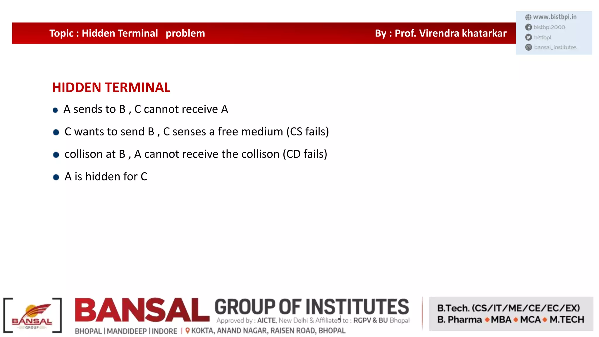 Hidden & exposed terminal problem | PPTX