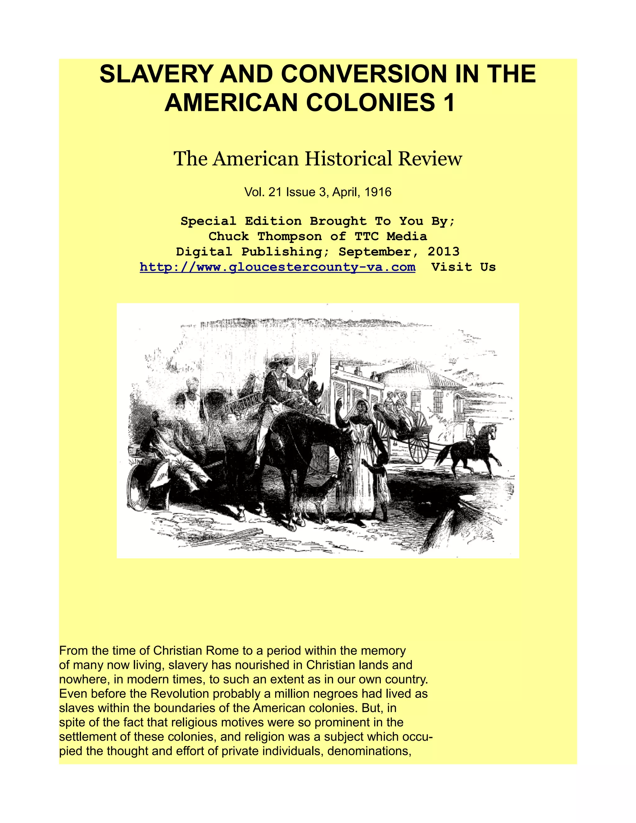 Hidden History - Slavery in American Colonies, Black and White | PDF