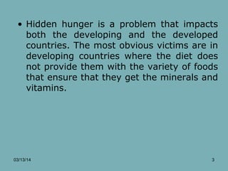Role of Micronutrients in control of Hidden Hunger | PPT