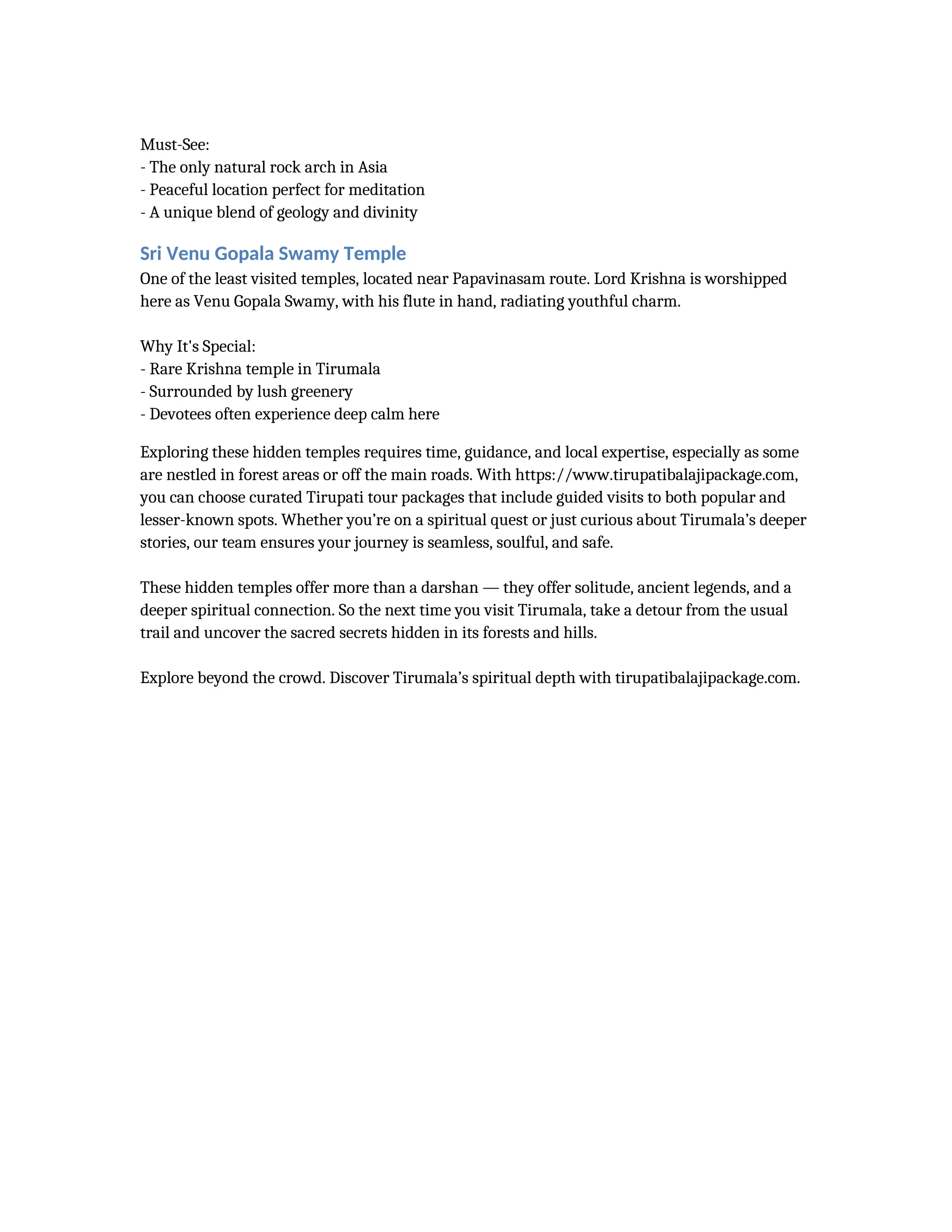 Hidden Temples of Tirumala You May Not Have Heard Of | DOCX