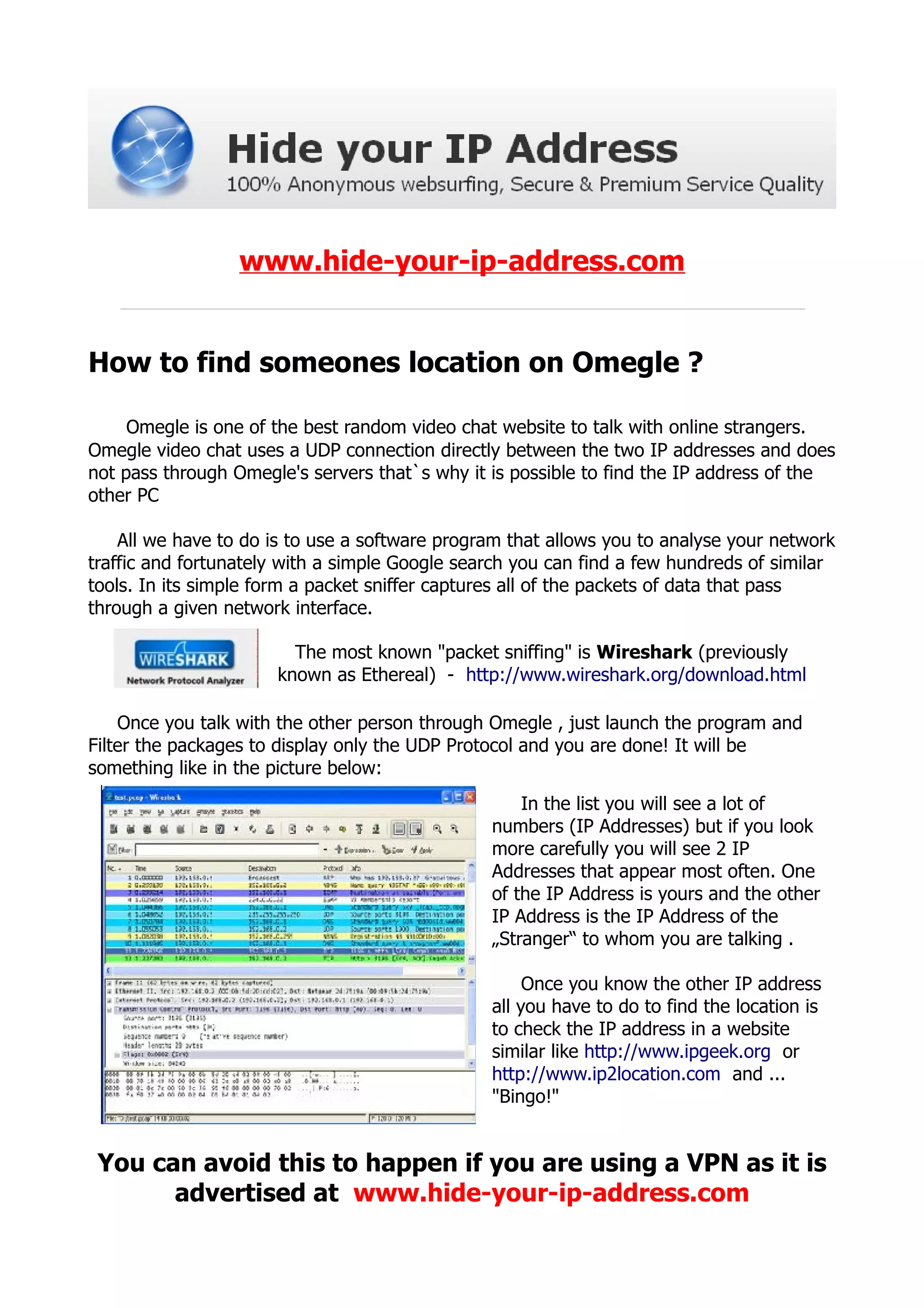 How to find someones location on Omegle, www.hide-your-ip-address.com