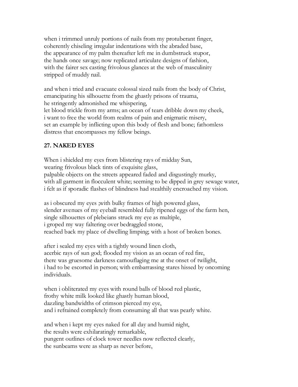 Non Rhyming Poems