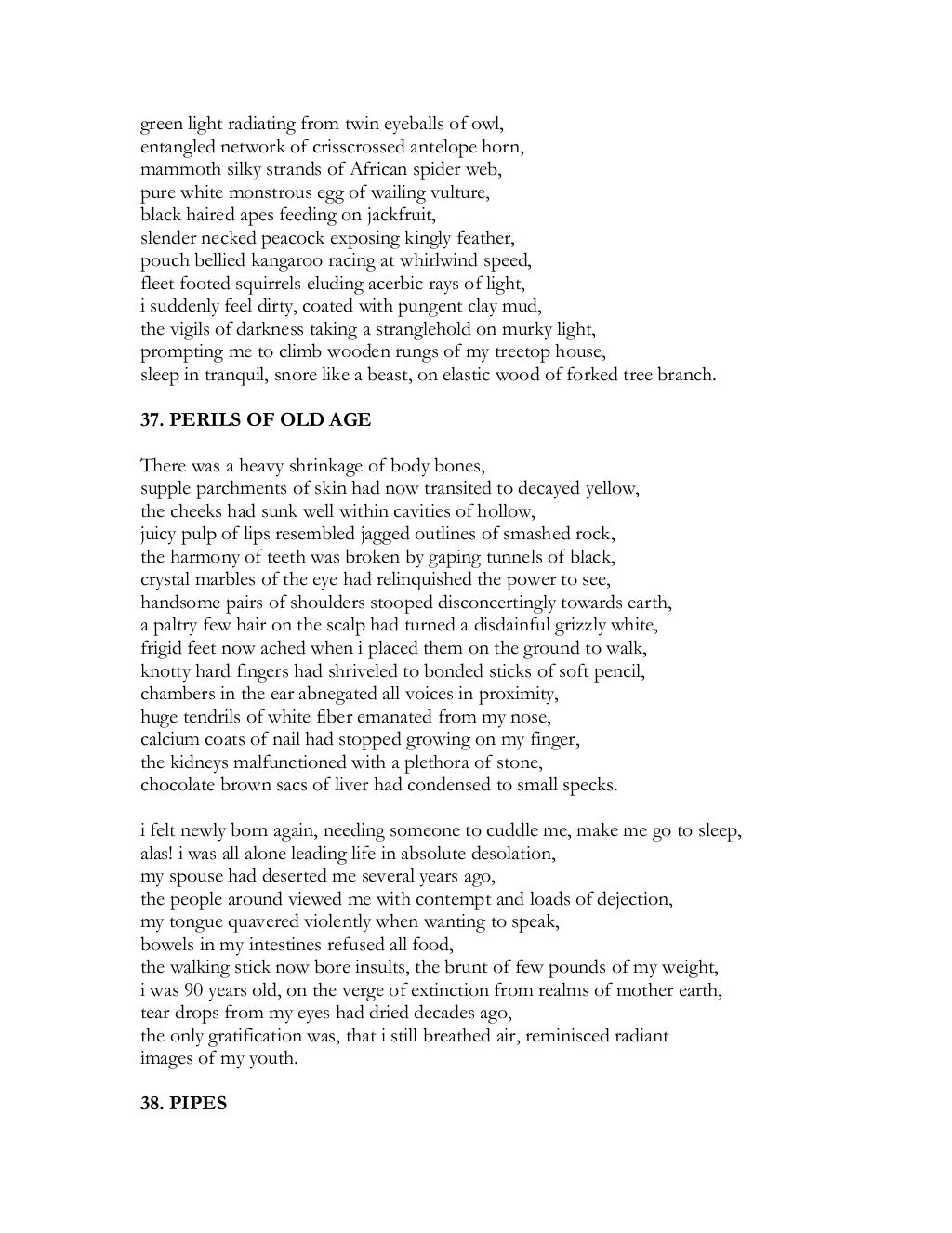 Non Rhyming Poems