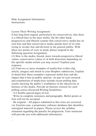Hide Assignment InformationInstructionsLesson Three Writin.docx