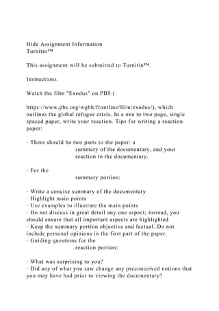 Hide Assignment InformationTurnitin™This assignment will be .docx