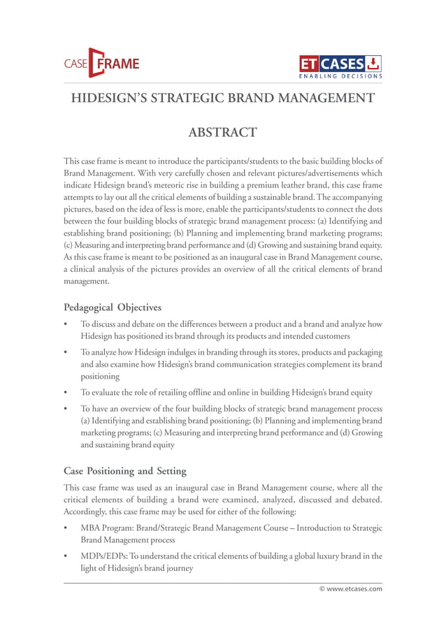 Hidesign’s Strategic Brand Management | PDF | Marketing and Advertising ...