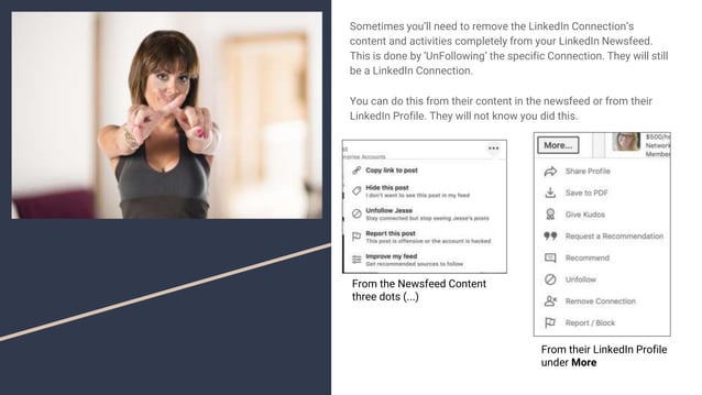 Hide, Unfollow, Remove or Block on Linkedin | PPTX | Social Networking | Internet