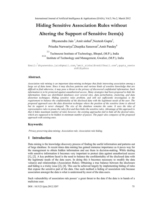 Hiding sensitive association_rule.pdf. | PDF | Databases | Computer Software and Applications