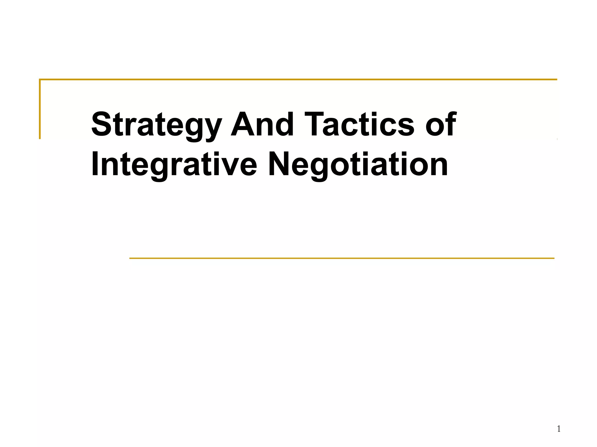 integrative negotiation | PPT