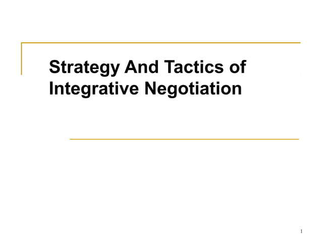 integrative negotiation | PPT