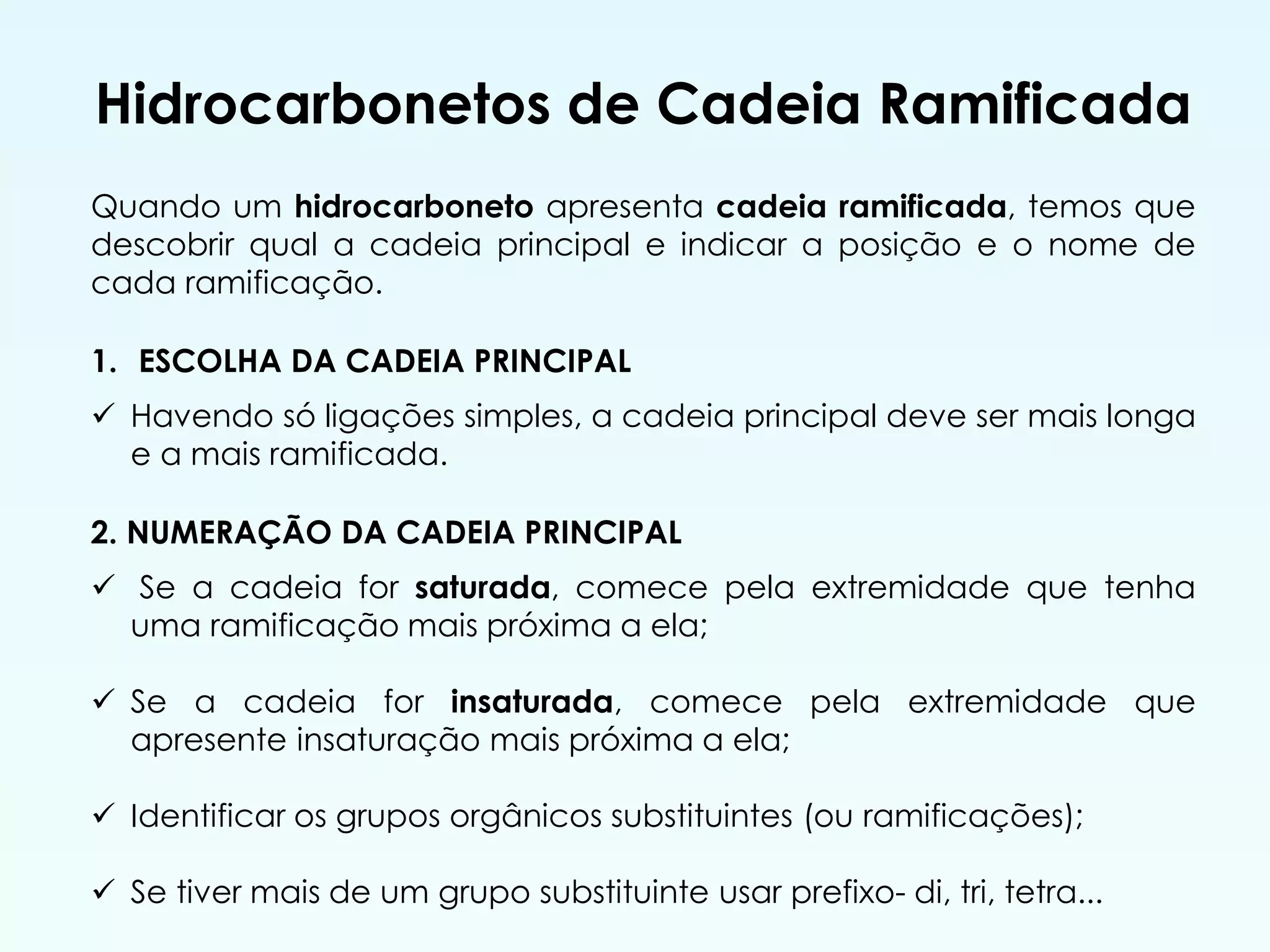 Hidrocarbonetos ramificados | PPTX