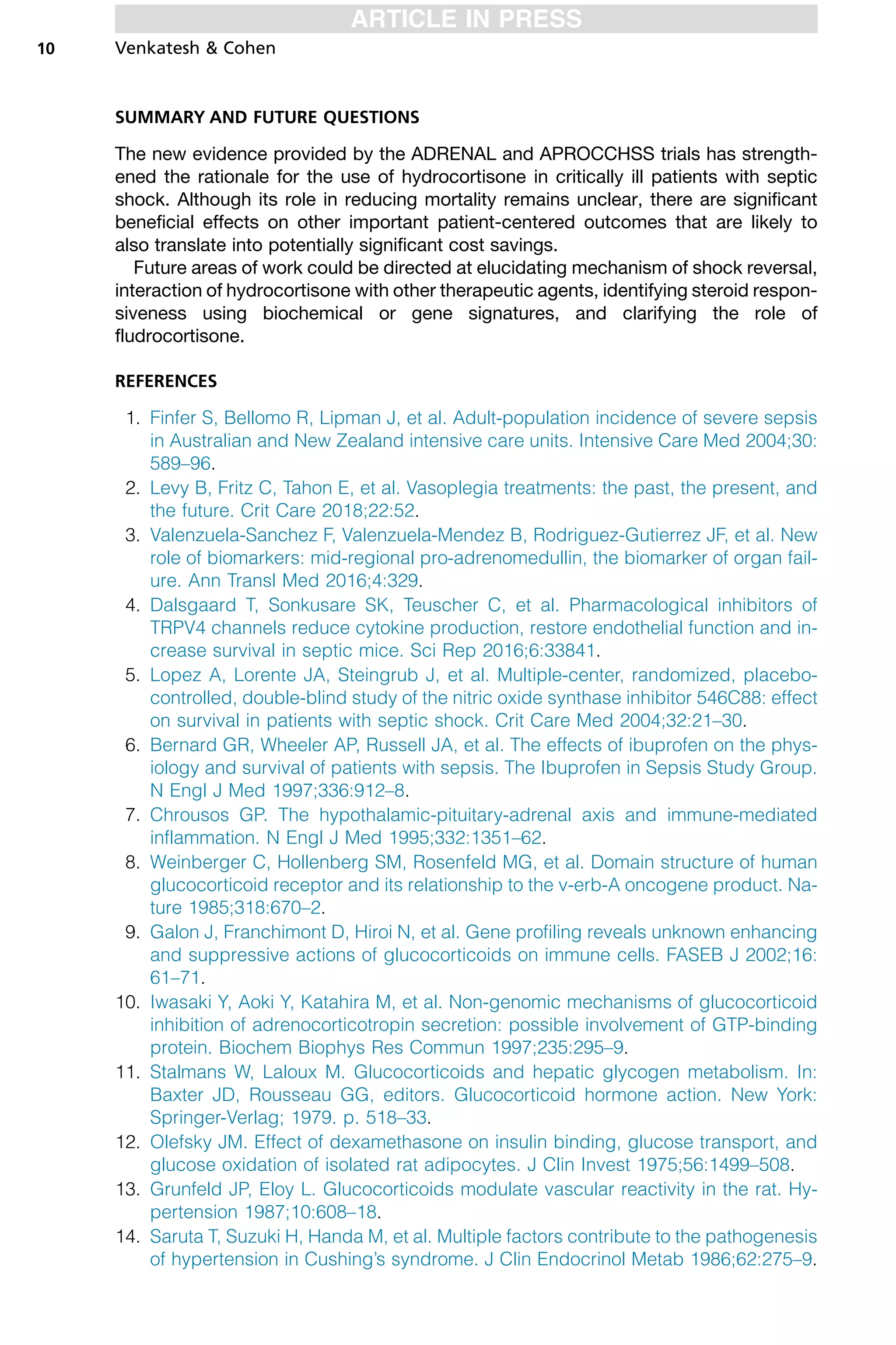 Hidrocortisona en shock vasodilatado | PDF