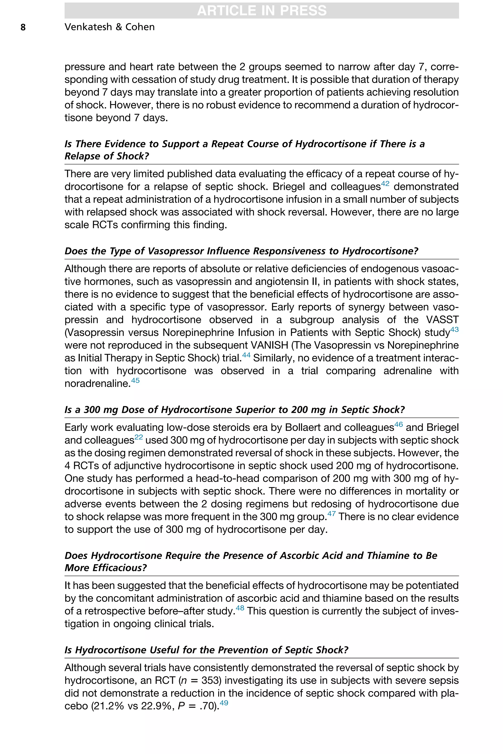 Hidrocortisona en shock vasodilatado | PDF