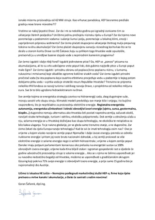 Povodom najava o hidroelektranama na Dravi: Učimo iz iskustva HE Lešće na rijeci Dobri – kako ...