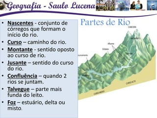 Hidrografia- Principais partes de um rio; Bacias Hidrográficas ...