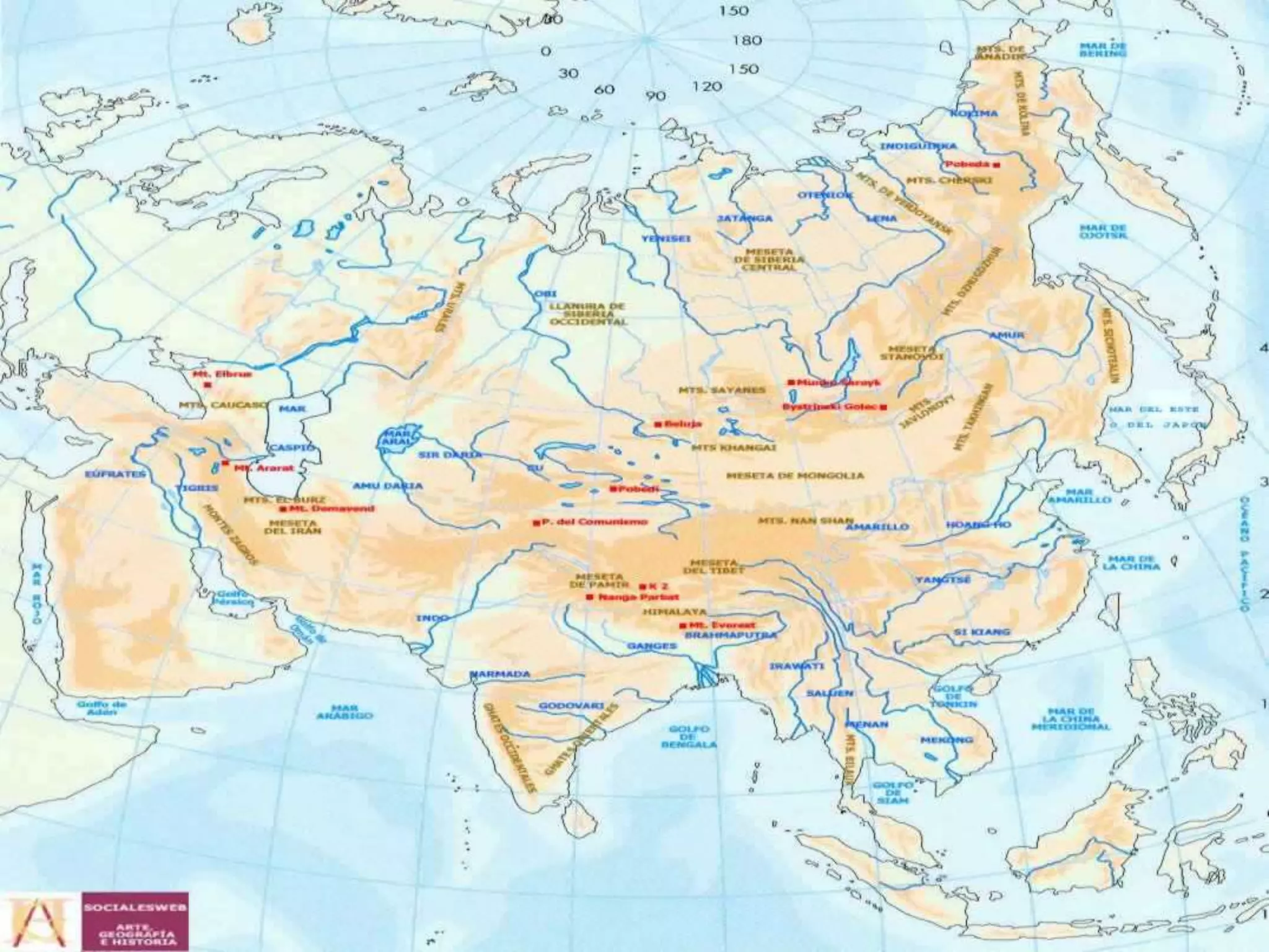 Mapa De Los Cuerpos De Agua De Asia Asia Central: Antiguas Republicas
