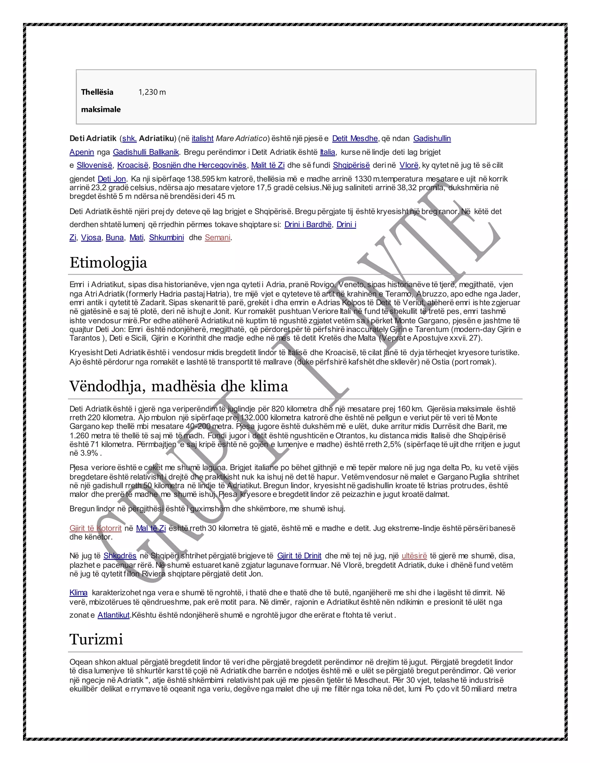 Hidrografia e trevave shqiptare | DOCX