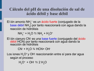 T6. Ácido Base Hidrolisis Sal de ácido débil y base débil | PPT