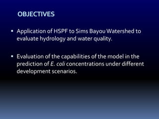 Hidrologic and water quality modeling of sims bayou watershed using ...