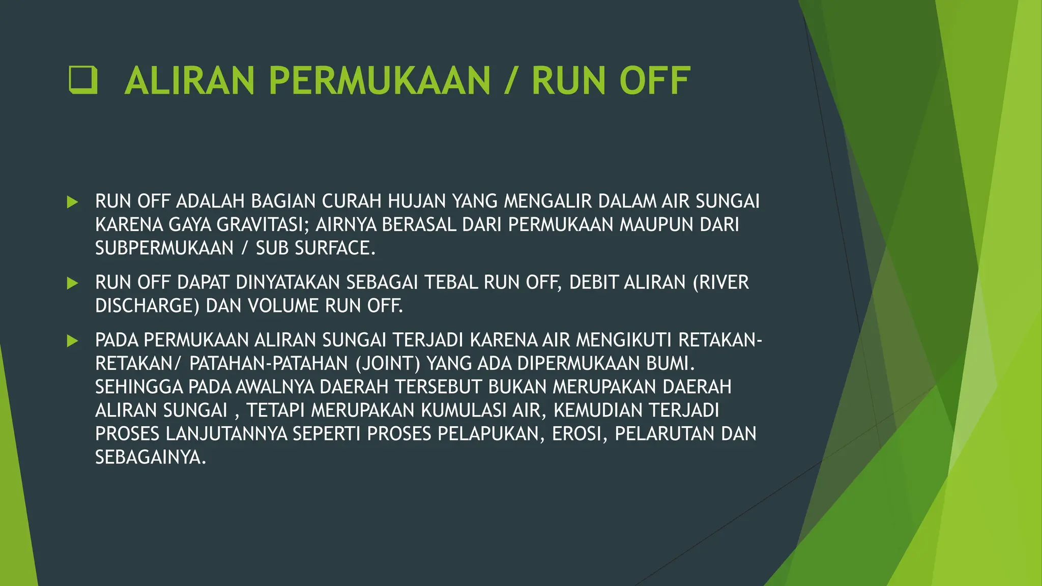 HIDROLOGI KELOMPOK 3 RUN OFF LIMPASAN AIR | PPTX