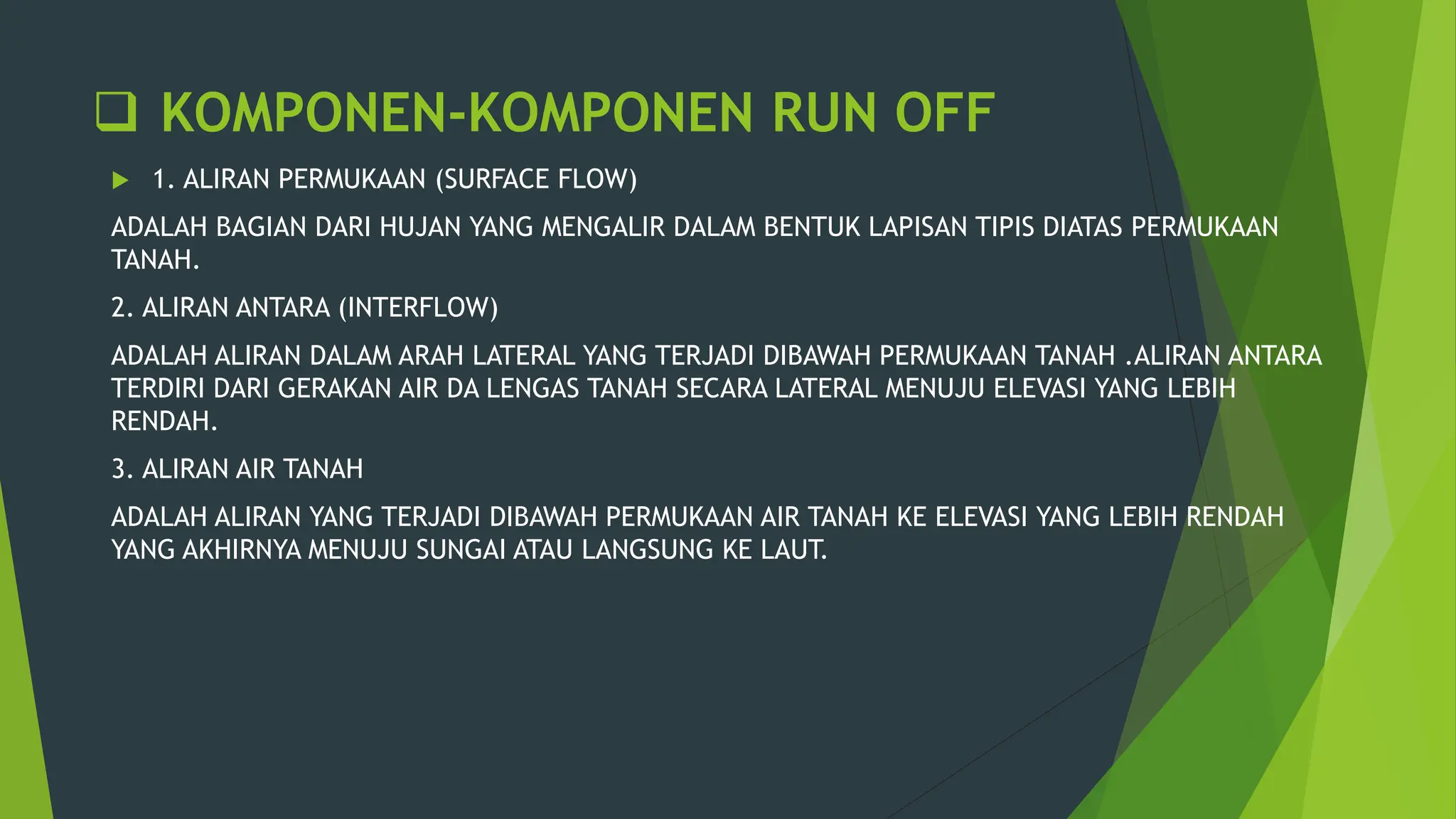 HIDROLOGI KELOMPOK 3 RUN OFF LIMPASAN AIR | PPTX