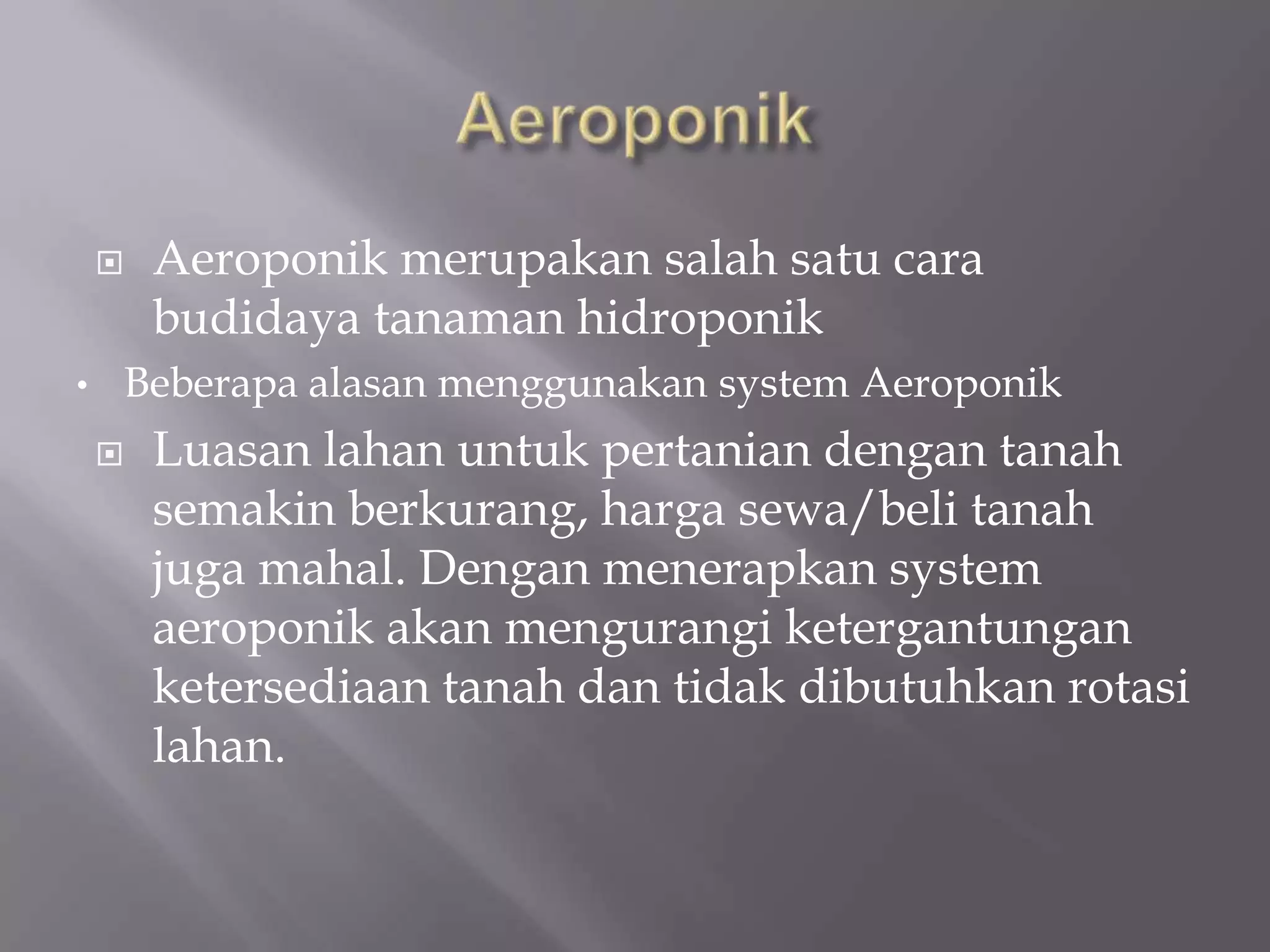 Hidroponik dan aeroponik | PPTX