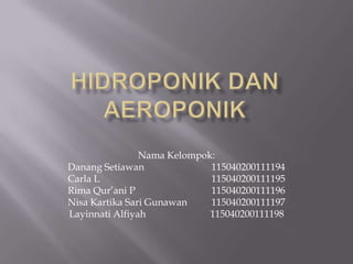 Hidroponik dan aeroponik | PPTX