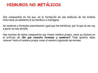 Formulación y nomenclatura de hidruros | PPTX | Chemistry | Science
