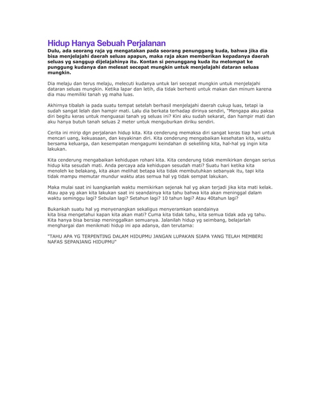 Hidup hanya sebuah perjalanan | PDF